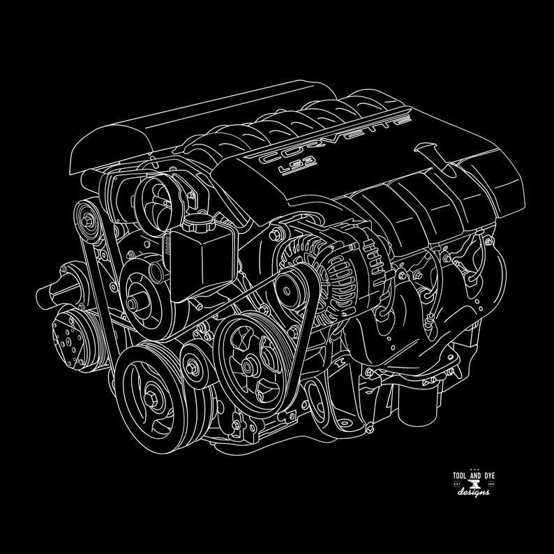 Engine Like a Corvette LS3 Blueprint Digital File PNG - Etsy