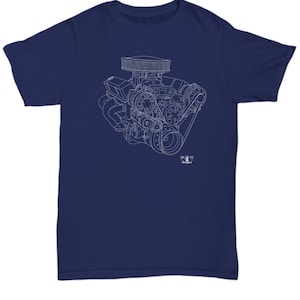SBC Engine Blueprint Shirt V8 Small Block Chevy LS1 LS3 LS2 Drag Racing ...
