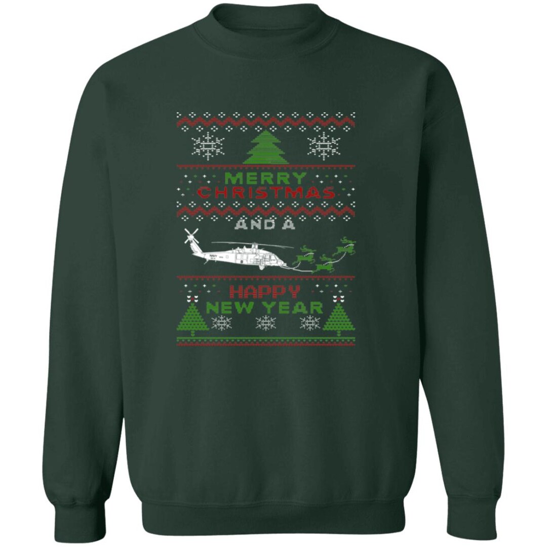Military Helicopter MH-60 Ugly Christmas Sweater Sweatshirt Gift Armed ...