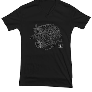 LS Engine Blueprint V-neck Shirt LS1 LS3 LS2 Corvette C5 Chevy Gm ...