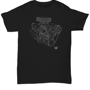 SBC Engine Blueprint Shirt V8 Small Block Chevy LS1 LS3 LS2 Drag Racing ...