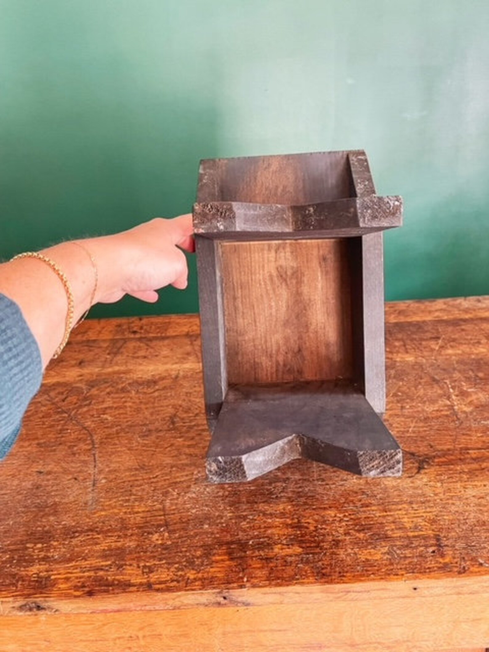 Primitive Black Wooden Farmhouse Stool Plant Stand - Etsy