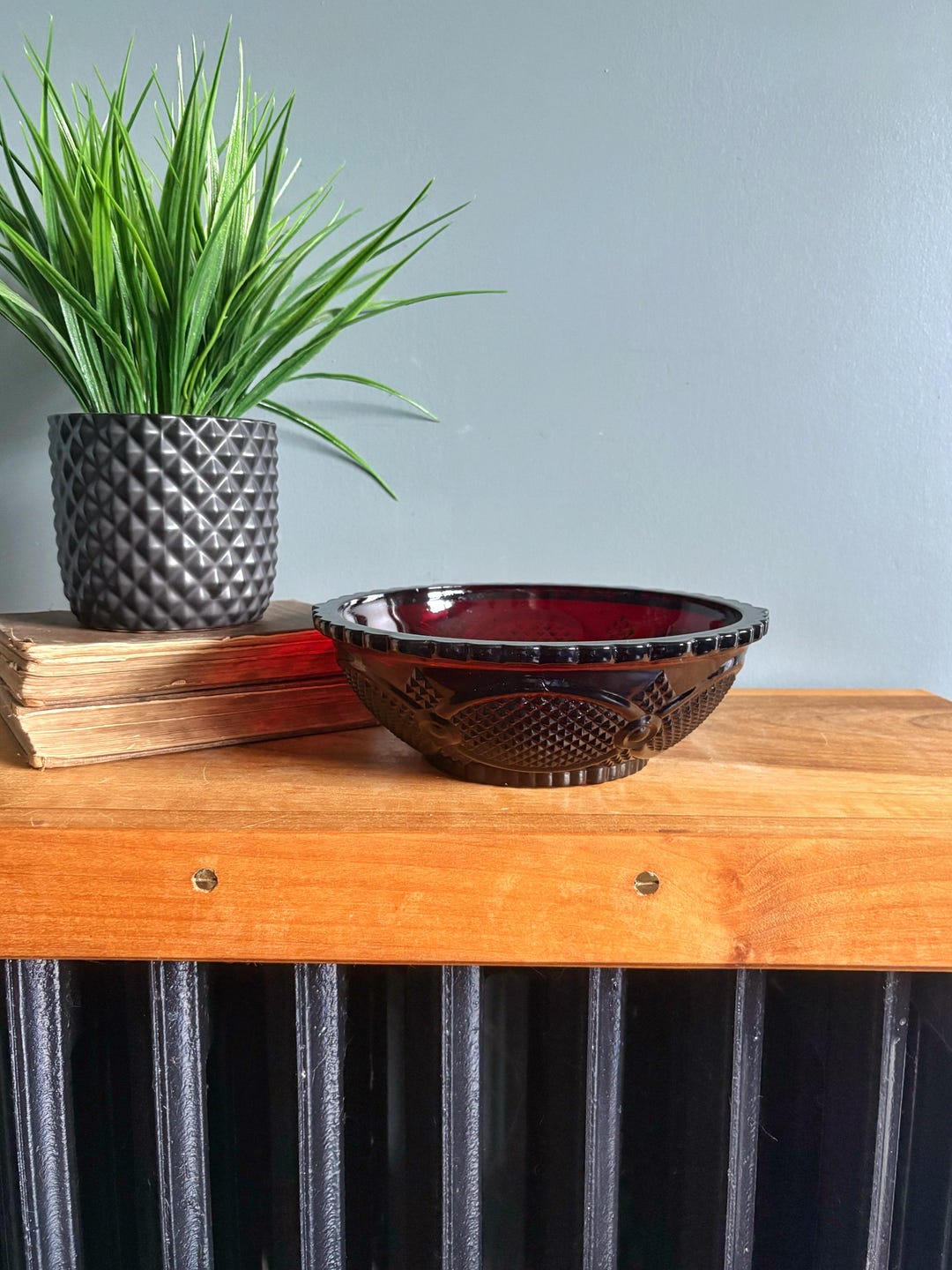 Vintage Red Glass Serving Bowl Avon Dishware - Etsy