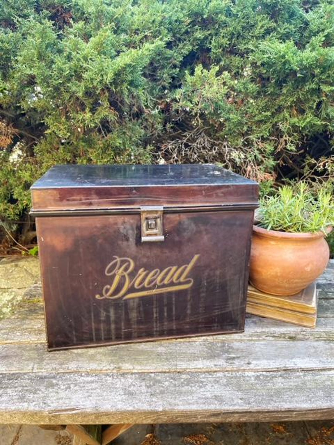 Large Vintage Metal Bread Box Tin Storage - Etsy
