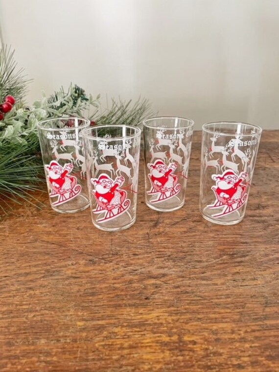 Set of 4 Vintage Santa Drinking Glasses Christmas Glassware - Etsy