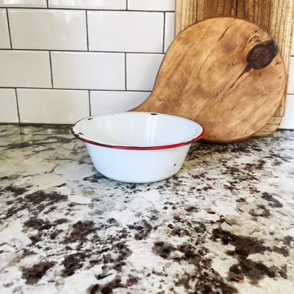 Red Enamel Bowl - Etsy