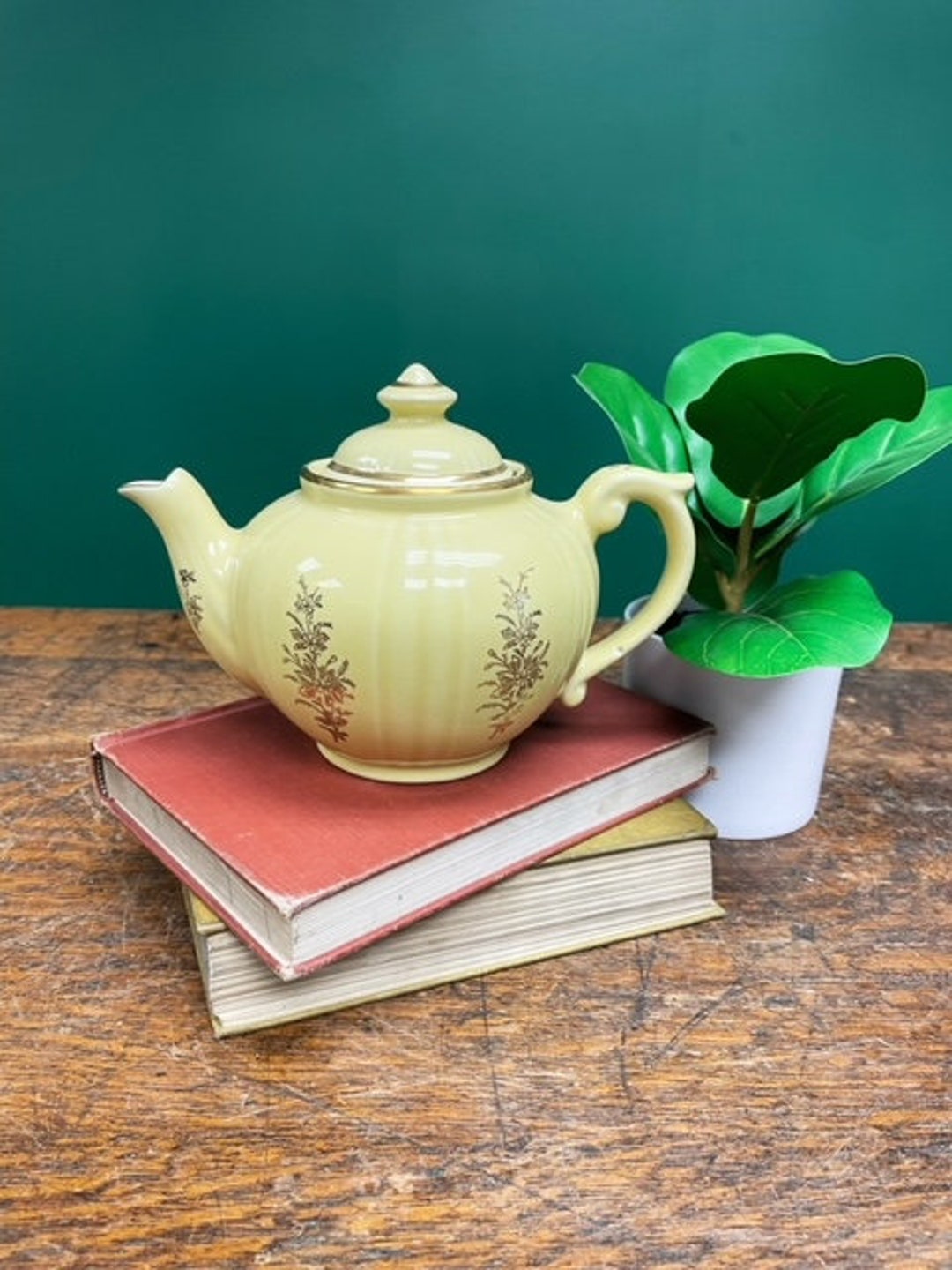 Vintage Yellow Teapot Pearl China Co 22 KT Gold - Etsy