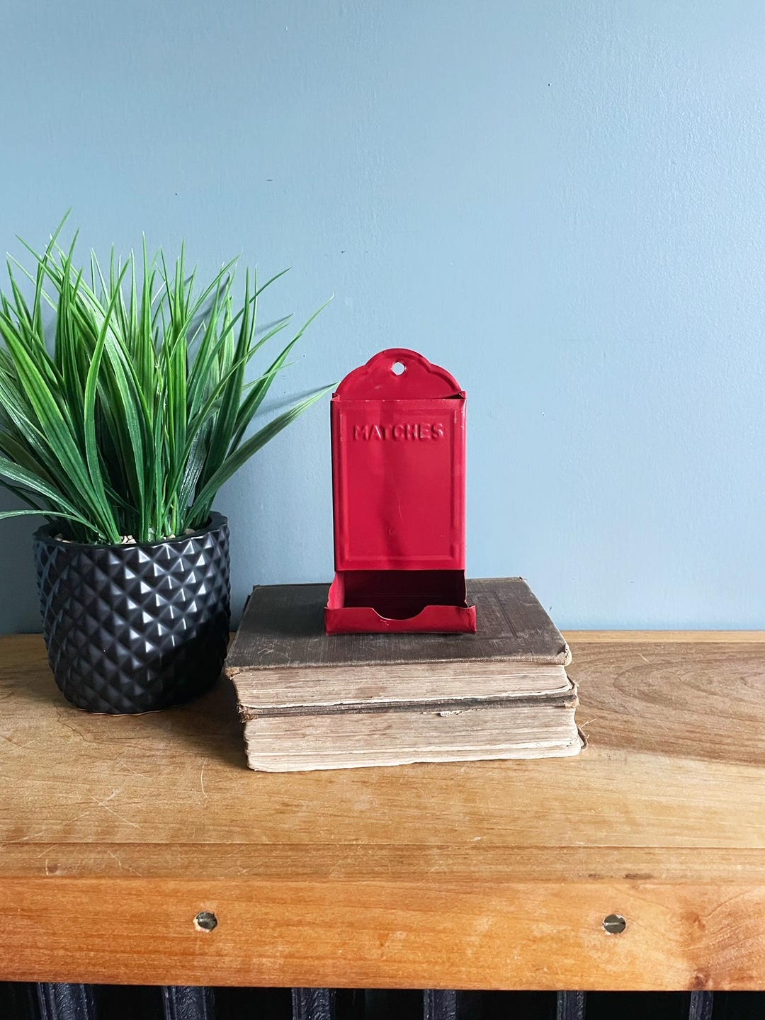 Vintage Red Metal Matchstick Holder Wall Dispenser Fireplace Decor - Etsy