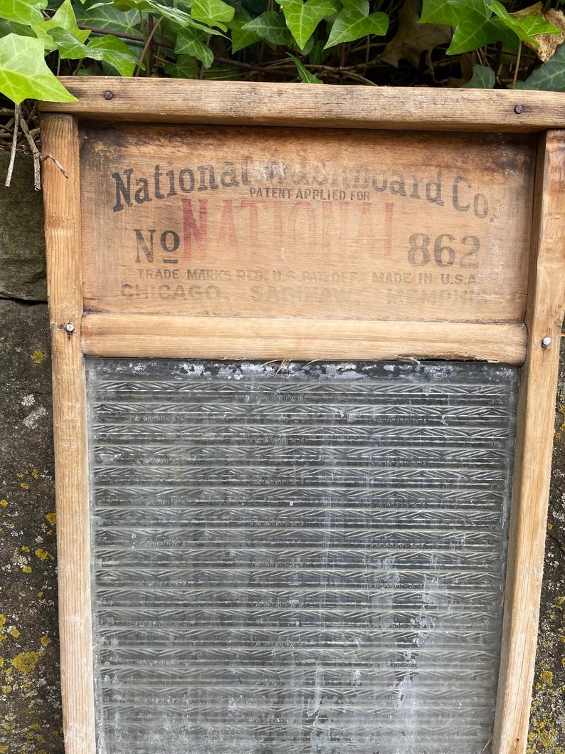 Vintage Glass Washboard Laundry National Washboard Co. Scrub Board ...
