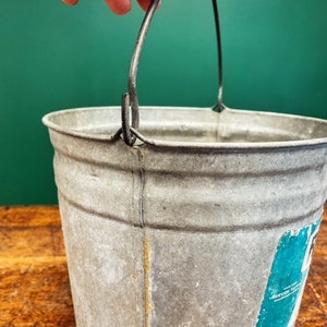 Vintage Farm Bucket Galvanized Metal Farm Pail Industrial Farmhouse ...