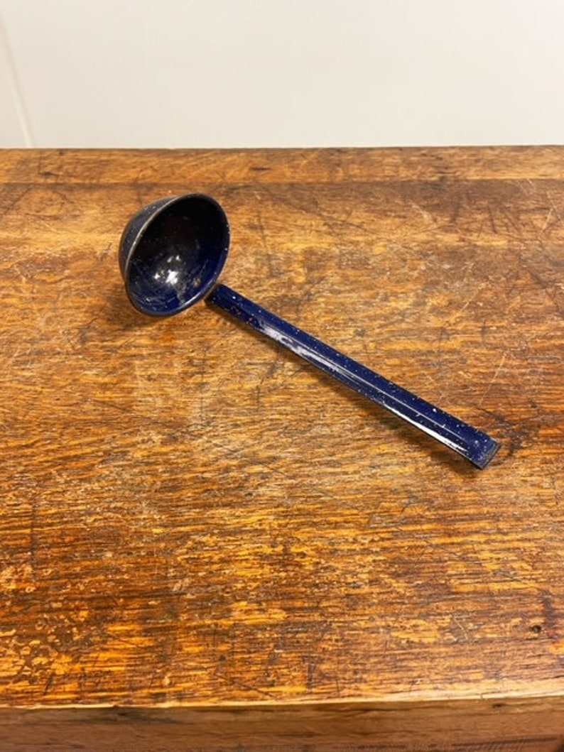 Vintage Cobalt Blue Enamelware Soup Ladle Scoop - Etsy