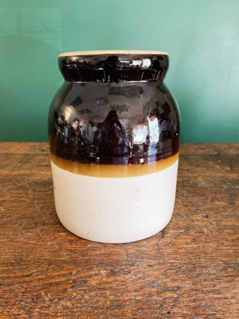 Primitive Two Toned Stoneware Farmhouse Crock - Etsy