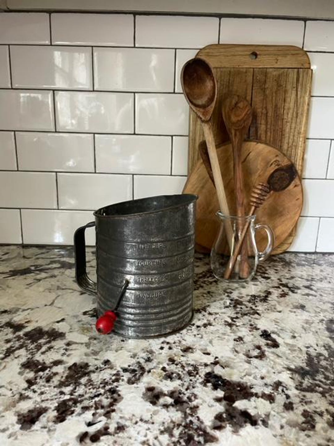 Vintage Metal Flour Sifter Wooden Handle Vintage Kitchen Tool - Etsy