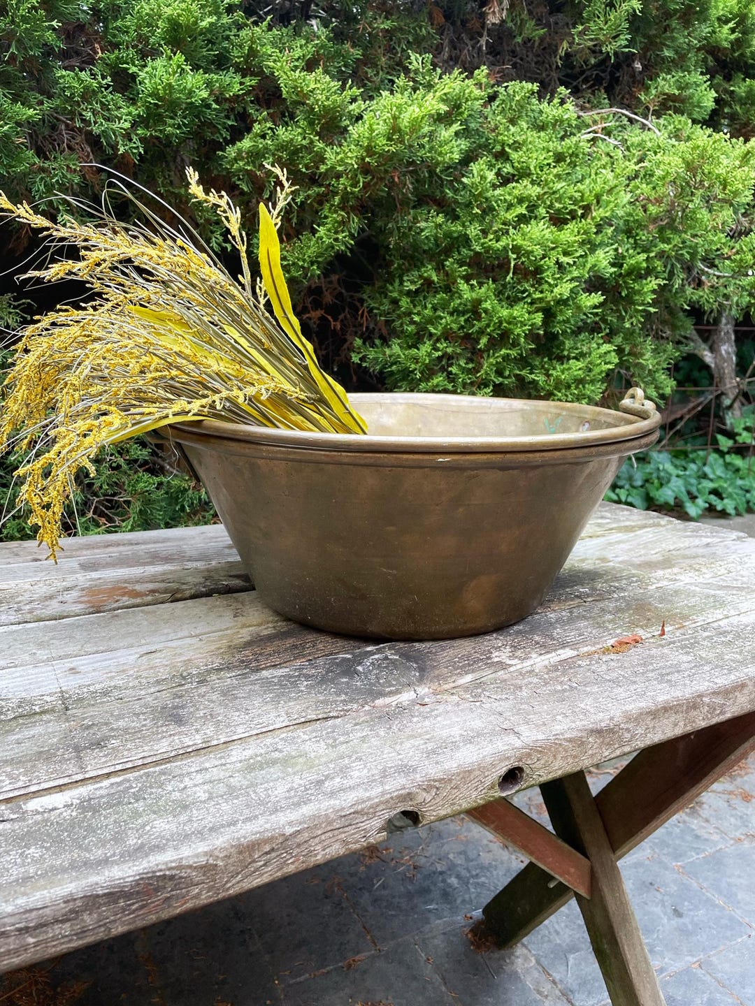 Large Vintage Brass Basin Pot Kitchenware - Etsy