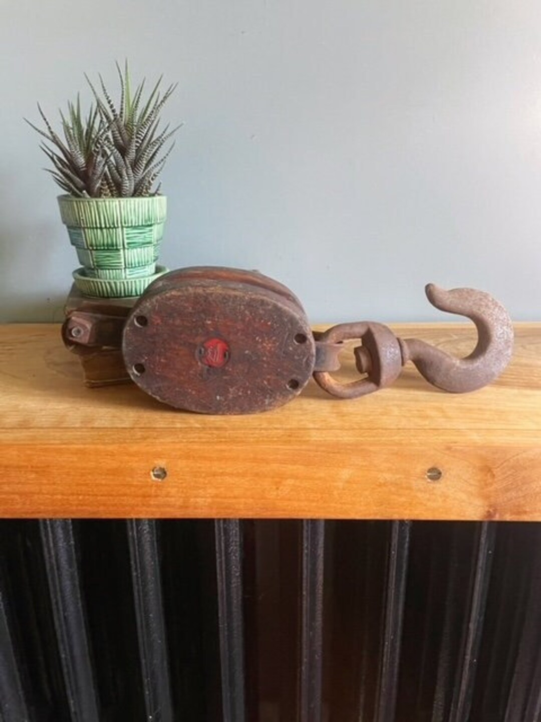 Vintage Block and Tackle Wooden Farm Pulley - Etsy