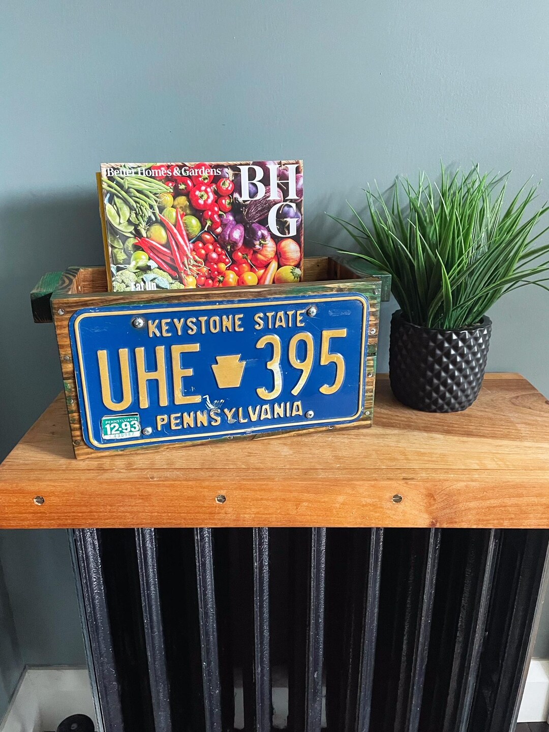 License Plate Display Crate Box File Box Magazine Storage Handcrafted ...