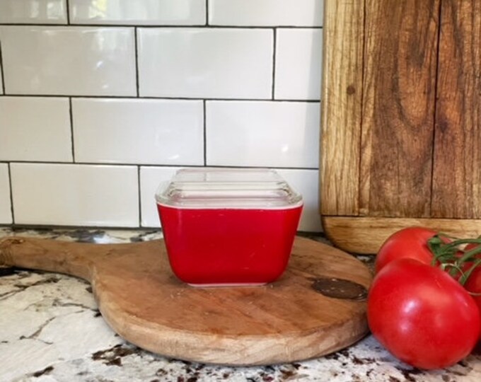 Vintage Red Pyrex Glass Refrigerator Storage Dish With Lid Hostess Gift ...