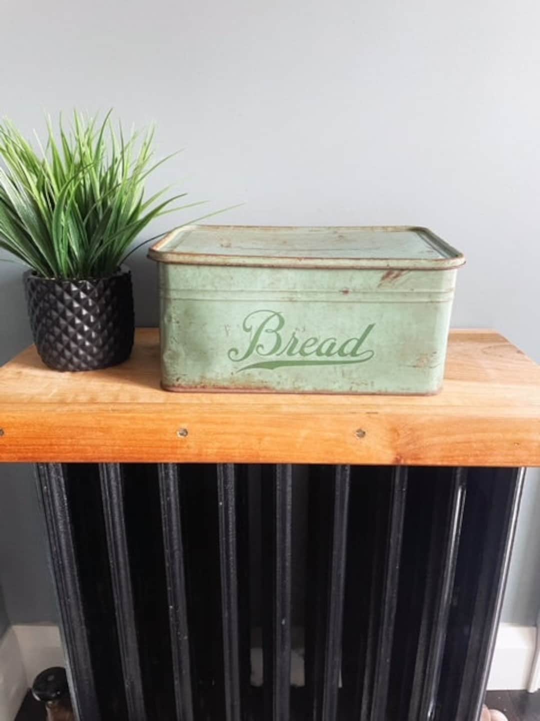 Vintage Green Metal Bread Box Tin - Etsy