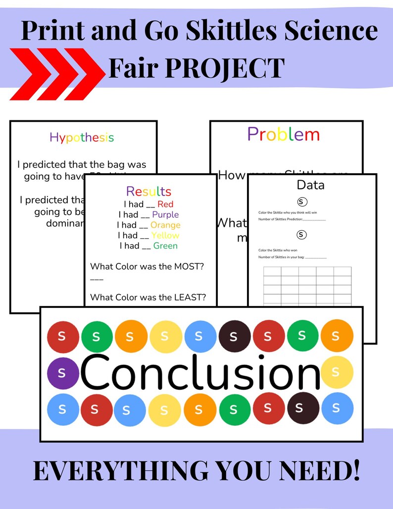 Individual Skittles Science Fair Activity Bundle | Hypothesis ...