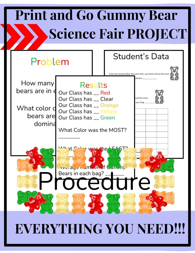 Gummy Bear Science Fair Project | Complete Kit With Directions, Data ...