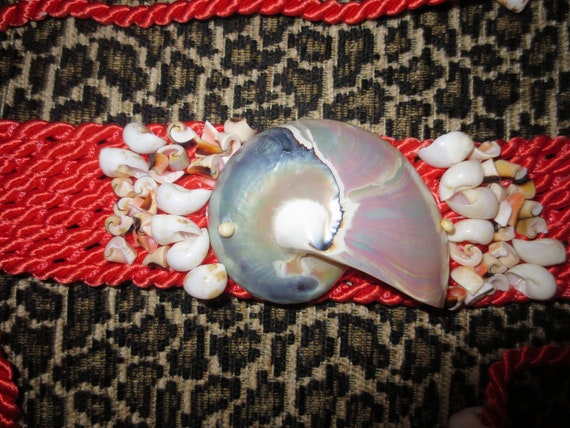 Vintage Pearl Nautilus Sea Shell Belt - Gem