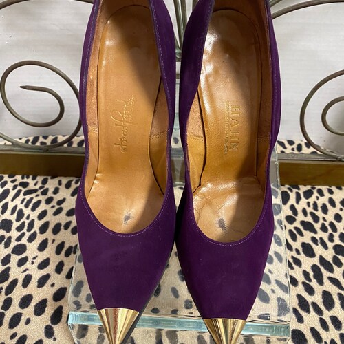 Vintage 1980s Valdini Purple Suede Pumps With Beautiful Raised - Etsy