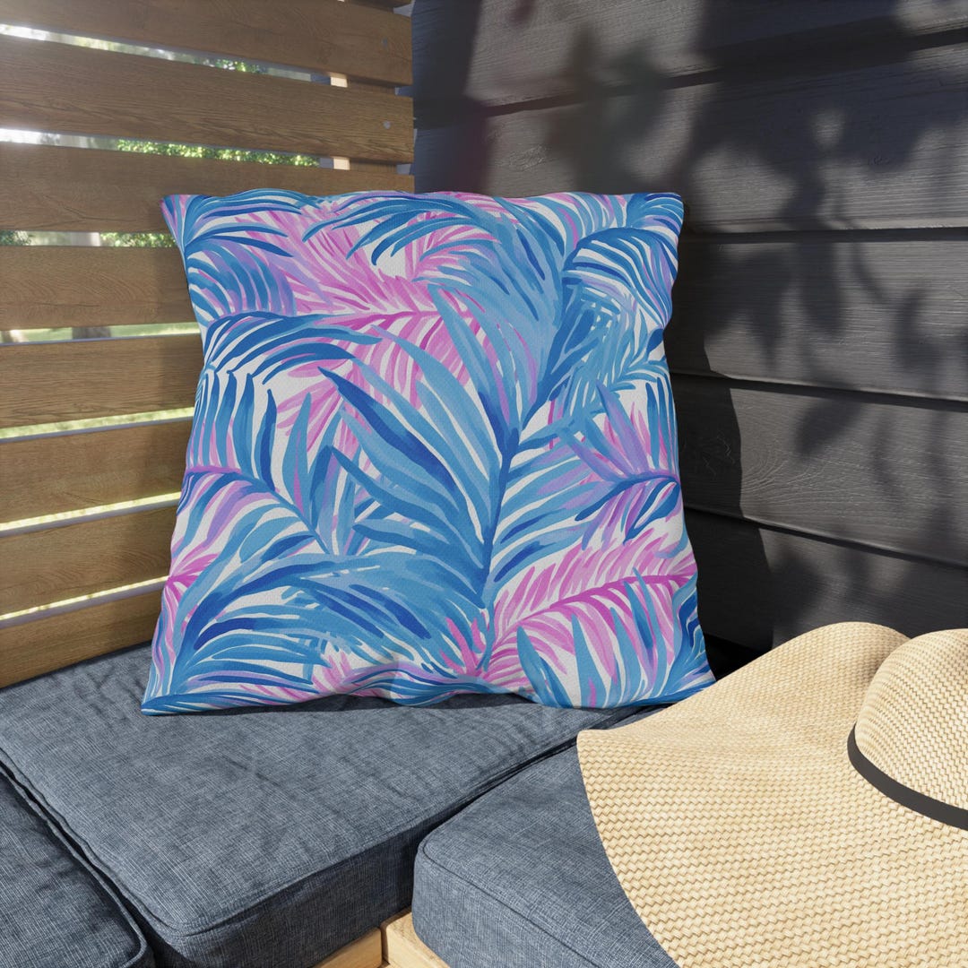 Preppy Palm Trees Palm Leaves Palm Beach Outdoor Pillows, Garden Decor ...