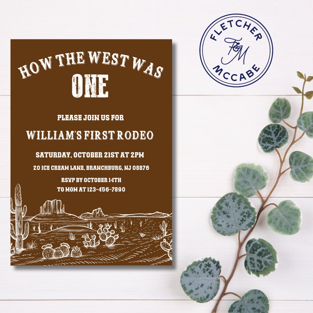 Custom Birthday Party Invitation - How the West Was One - Wild West ...