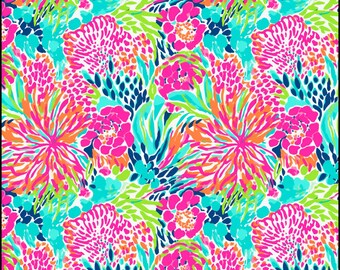 Preppy Coral - Floral - Leopard Print - Colorful Fabric by the Yard ...