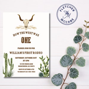 Custom Birthday Party Invitation - How the West Was One - Wild West ...