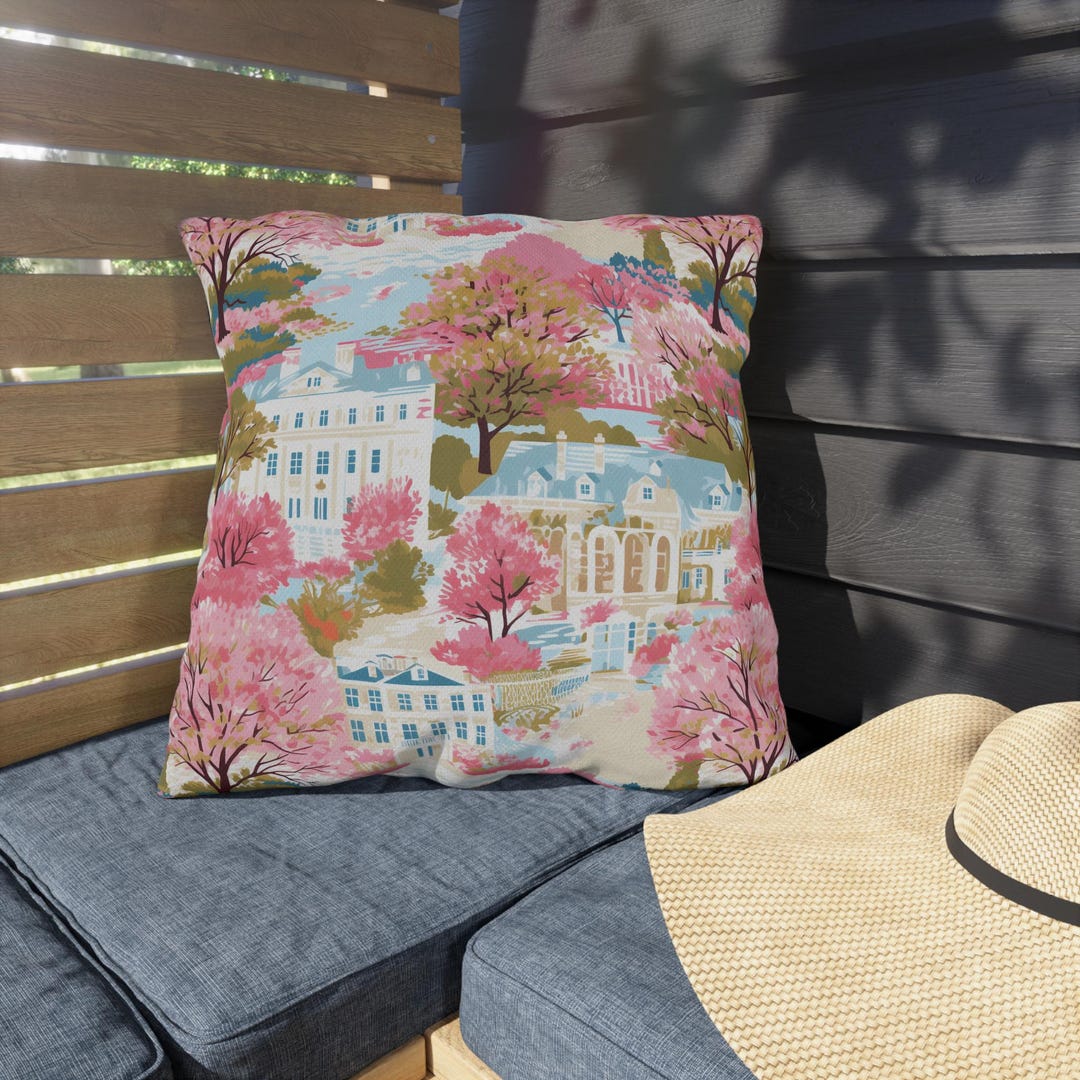 Preppy Colonial House Trees River Virginian Outdoor Pillows, Garden ...
