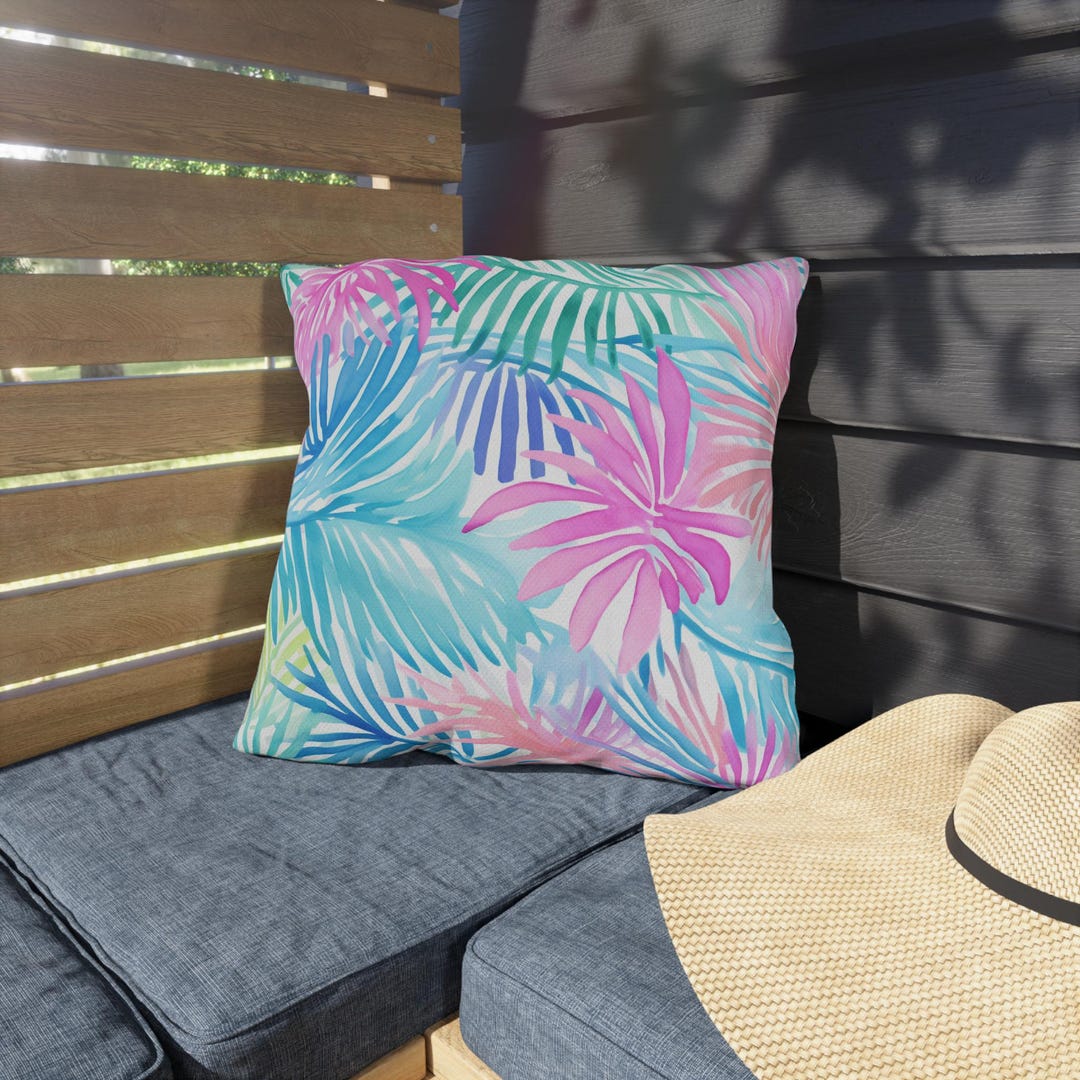 Preppy Palm Beach Tropical Outdoor Pillows, Colorful Patio Cushions ...