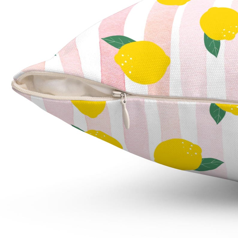 Pink Lemonade Pink and Yellow Lemon Pattern Square Pillow - Indoor ...