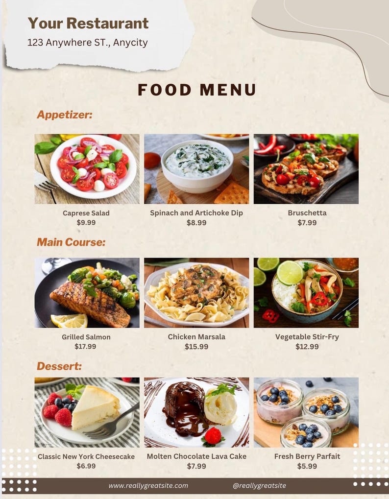 Restaurant Menu - Etsy