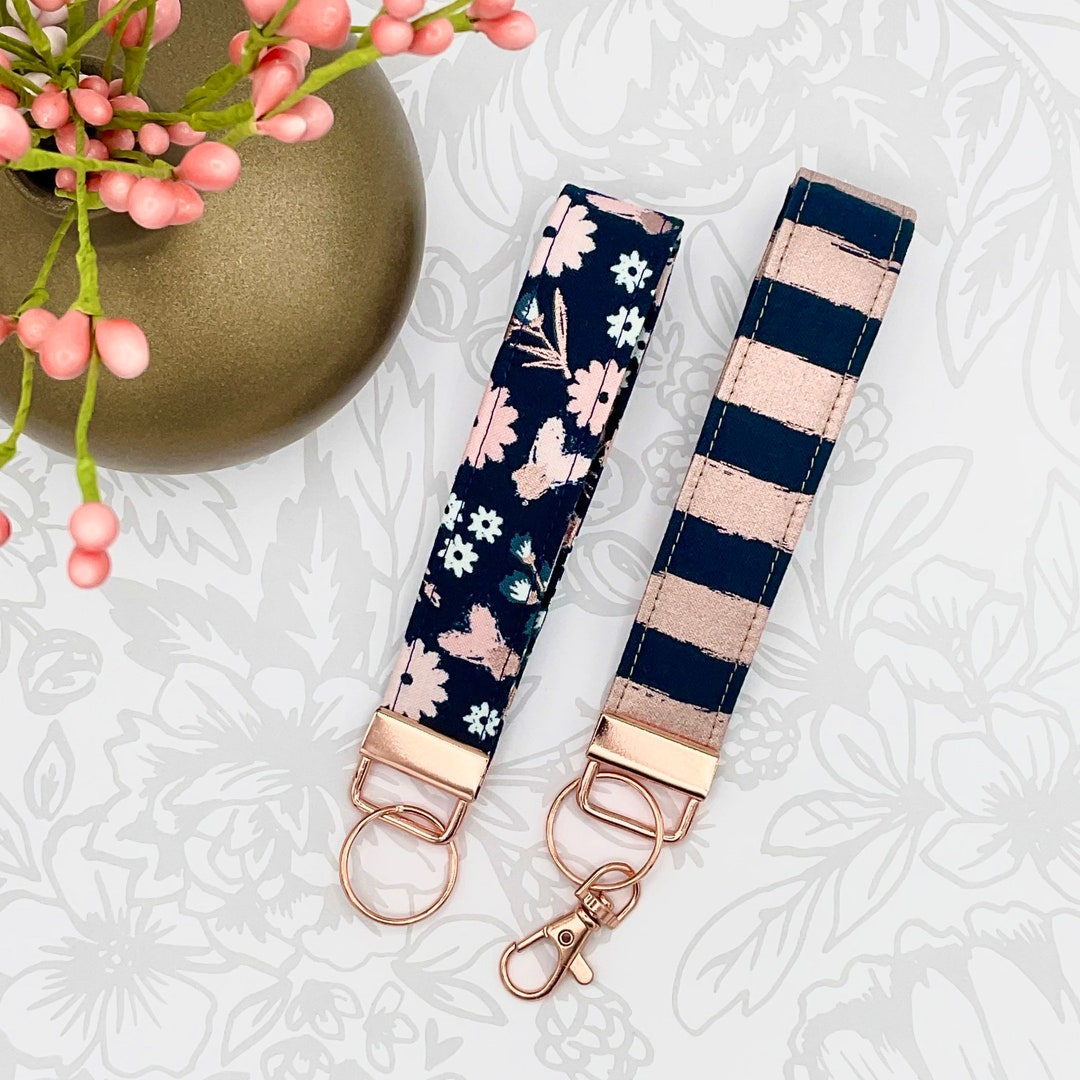 Rose Gold Keychain Wristlet Keychain Strap Wrist Lanyard Metallic ...