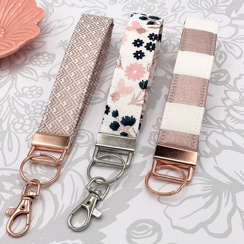 Rose Gold Keychain Wristlet Keychain Strap Wrist Lanyard - Etsy