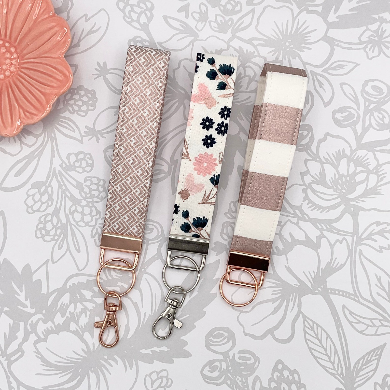 Rose Gold Keychain Wristlet Keychain Strap Wrist Lanyard - Etsy