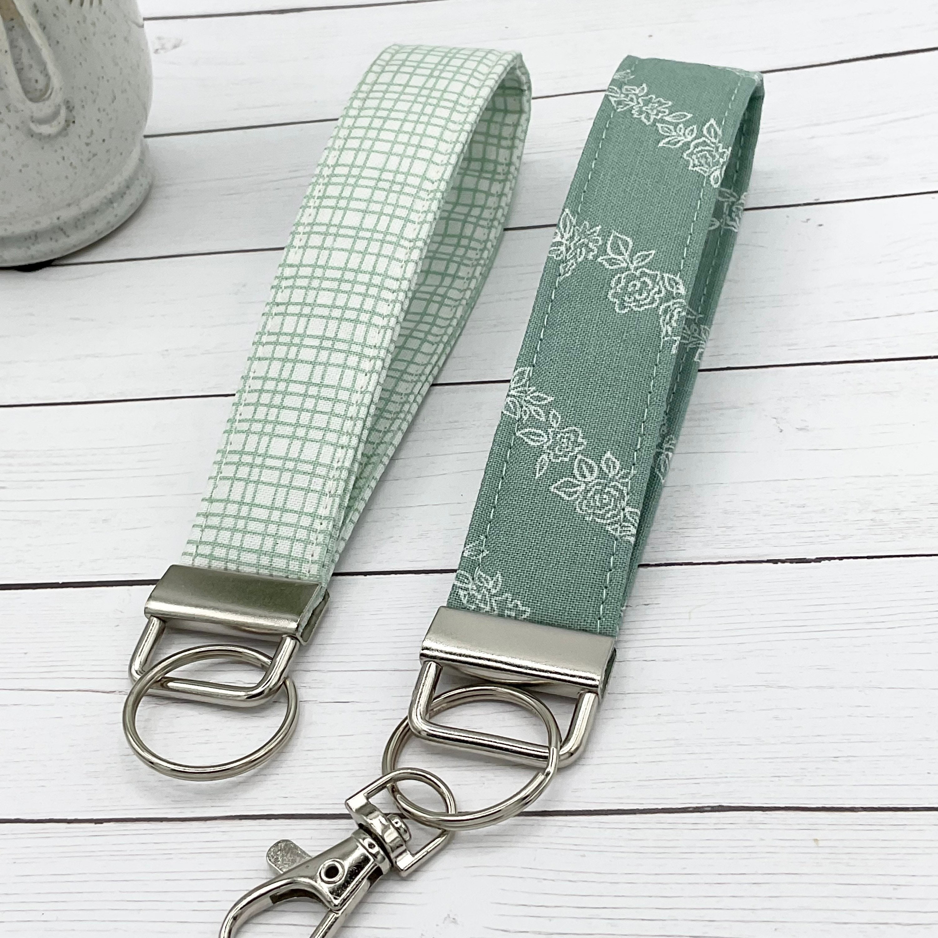 Sage Green Floral Keychain Wristlet Keychain Strap Wrist - Etsy