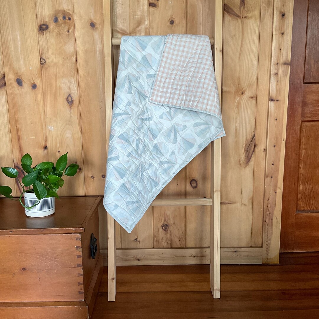 Ginkgo Baby Quilt, Peach Gingham, Baby Girl, Toddler Quilt, Baby ...