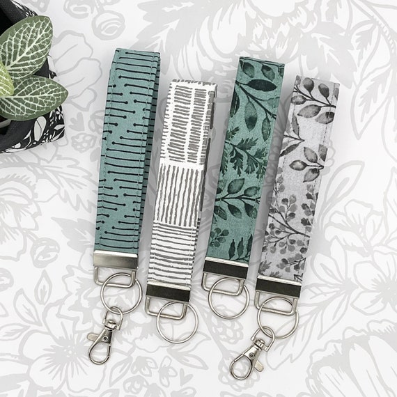 Teal Leaves Keychain Wristlet Keychain Strap Wrist Lanyard - Etsy