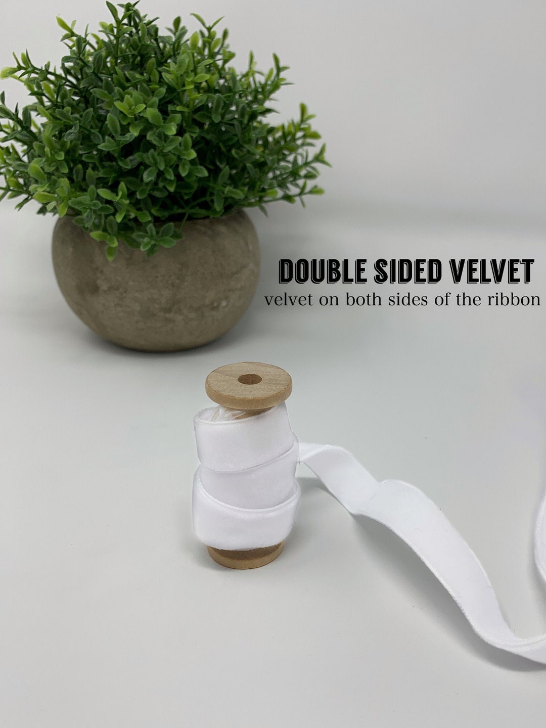 Double Sided Velvet Ribbon, Double-faced Velvet, White Velvet Ribbon - Etsy