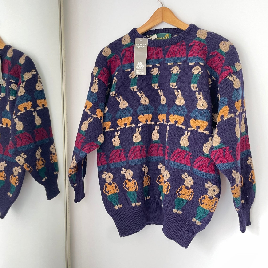 Vintage 'jumpers' Peter Rabbit Navy Blue Intarsia Knitted Jumper - Etsy