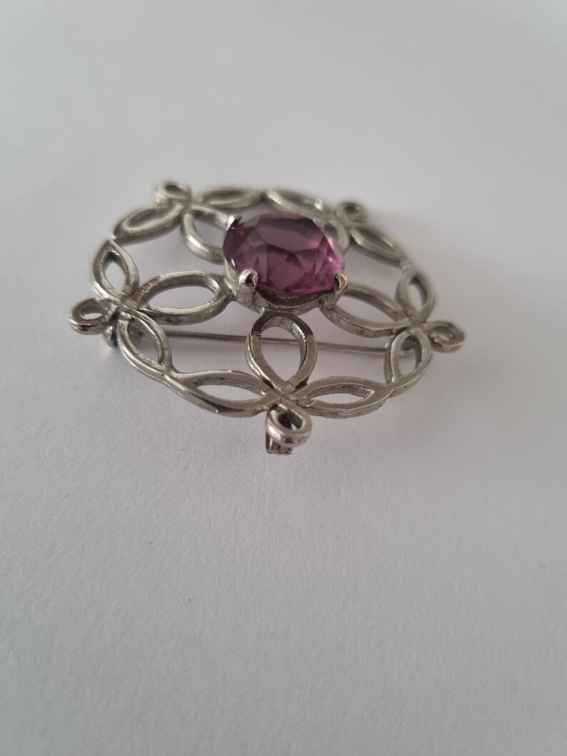 Antique Vintage Celtic Brooch With Amethyst, Signed Jem 74 - Etsy