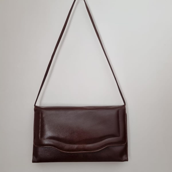 Vintage Brown Leather Shoulder Bag - Etsy