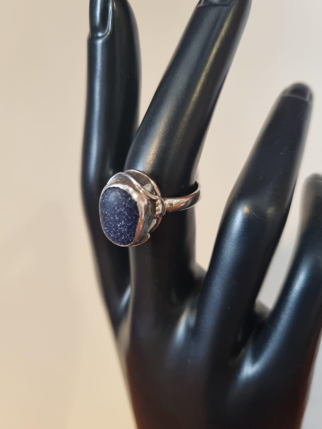 Antique Vintage Bluestone and Sterling Silver Ring, Large Oval Cabochon ...