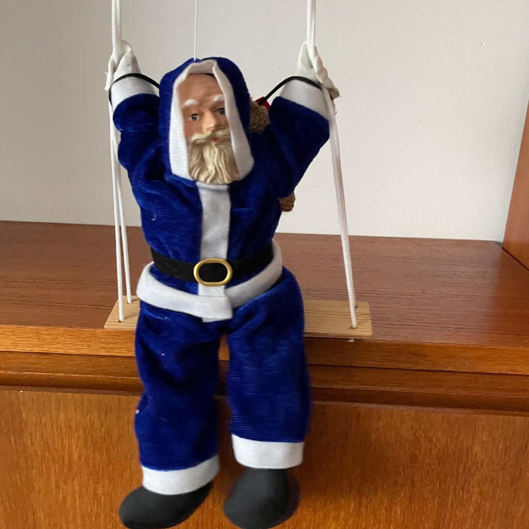 Santa Puppet Vintage Mid Century European Blue Father Christmas Decor ...
