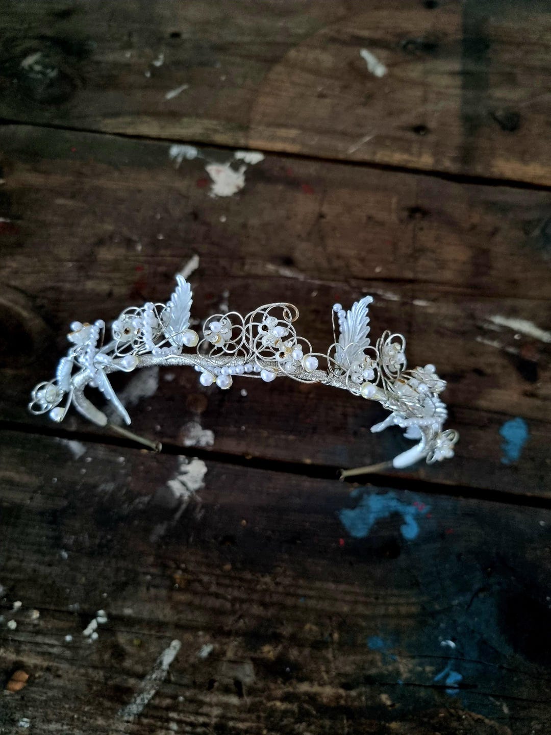 Vintage Dainty Wire Beaded Headband Tiara for Weddings - Etsy
