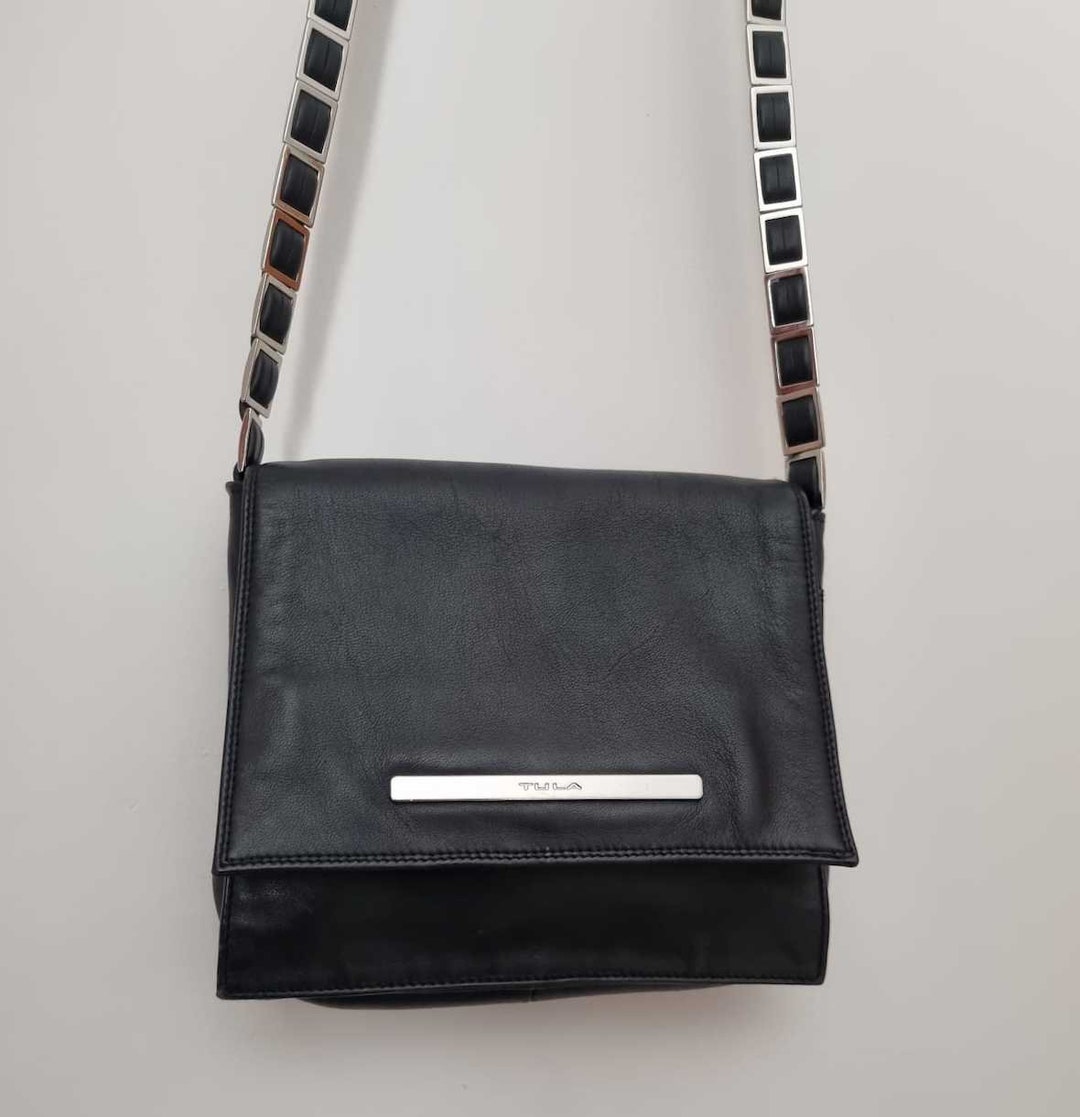 Vintage Tula Black and Silver Leather Shoulder Bag - Etsy