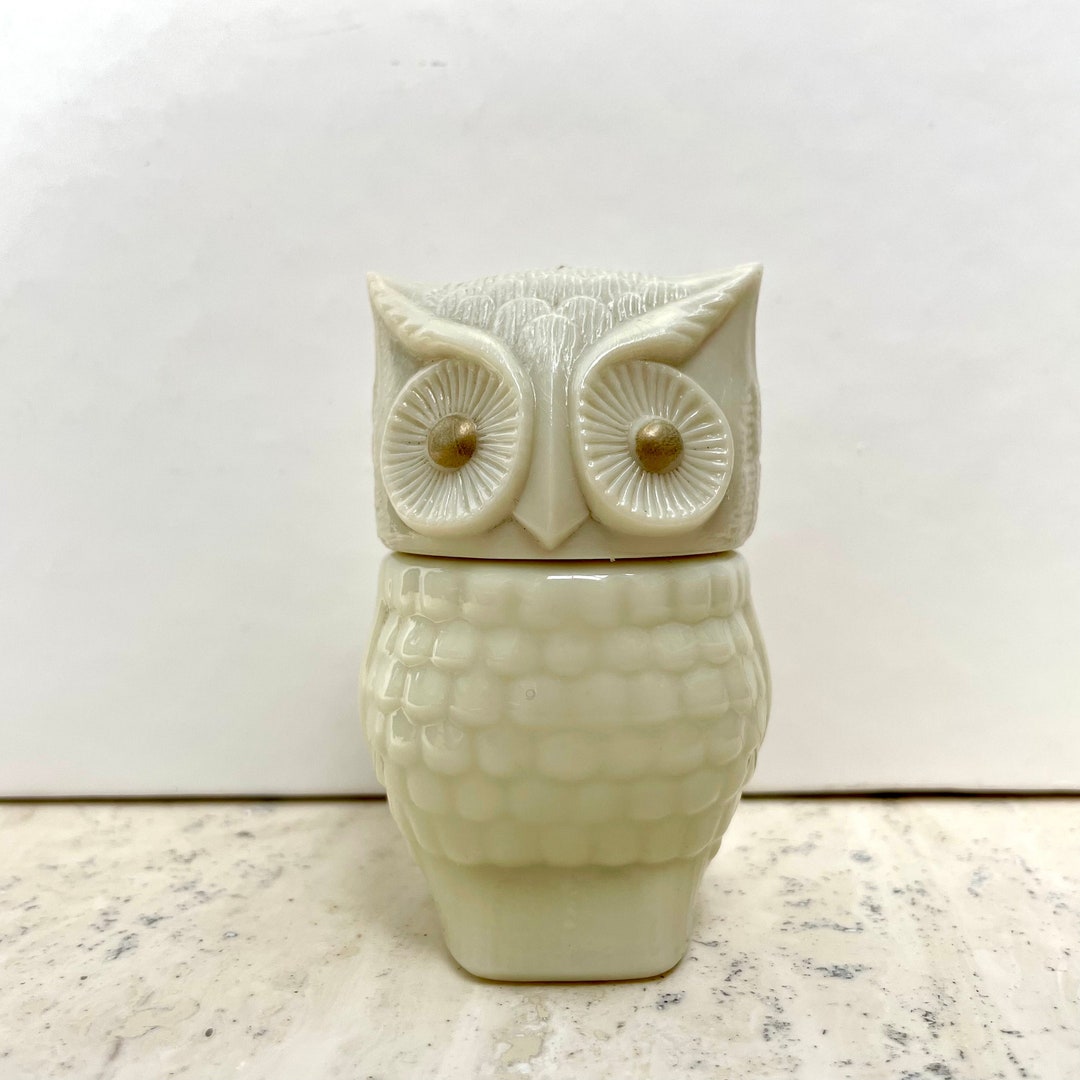Vintage Avon 70s Precious Owl Milk Glass Cream Sachet Parfum - Etsy
