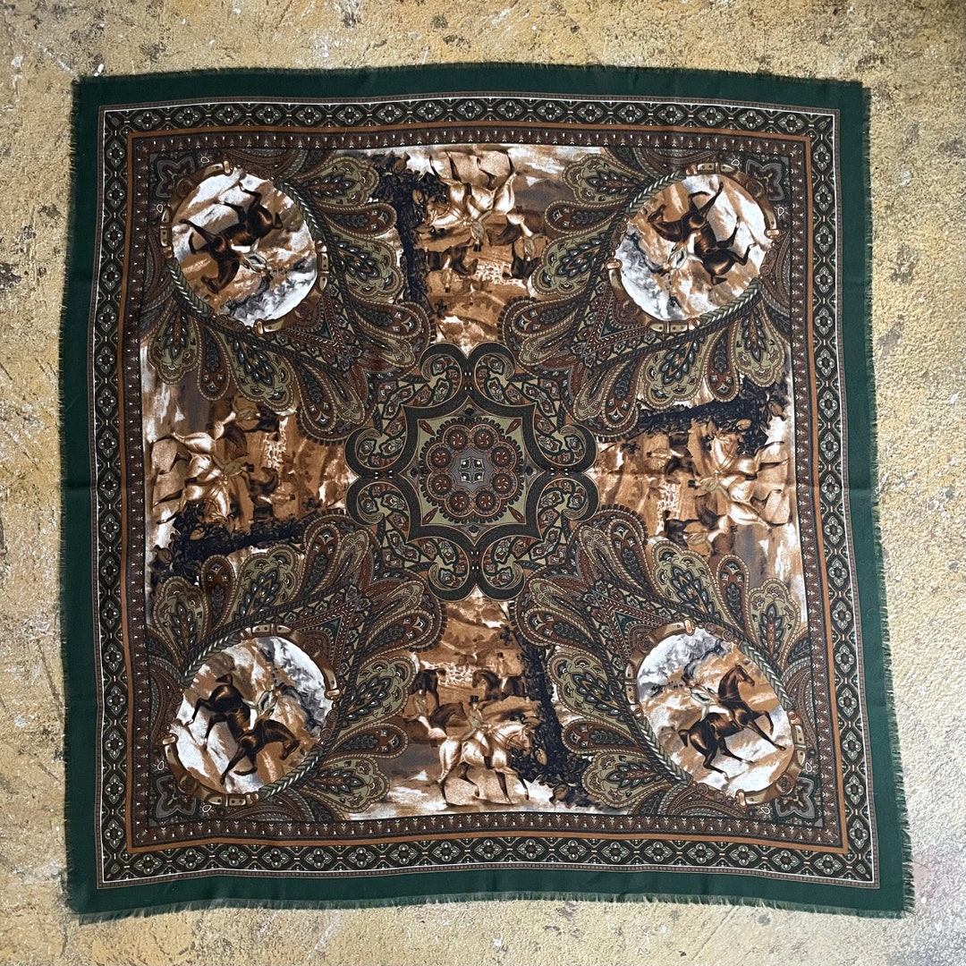 The Horse Scene Scarf. Vintage Scarf - Etsy